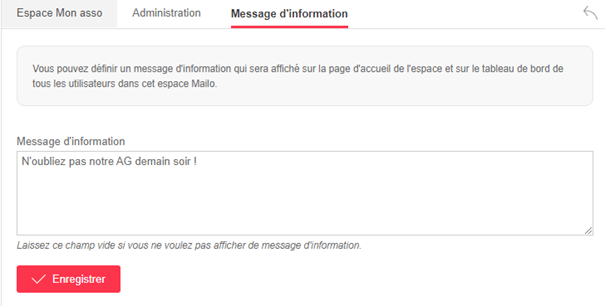Afficher un message d'information dans un espace Mailo - Le blog Mailo